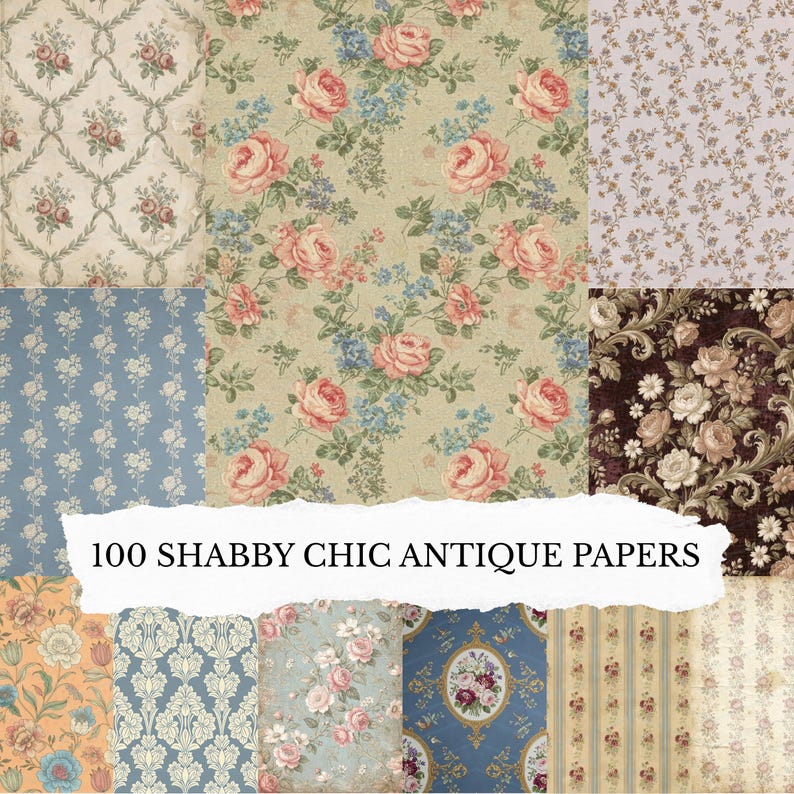100 Shabby Chic Antique Scrapbooking Papers: Vintage Wallpaper Junk ...