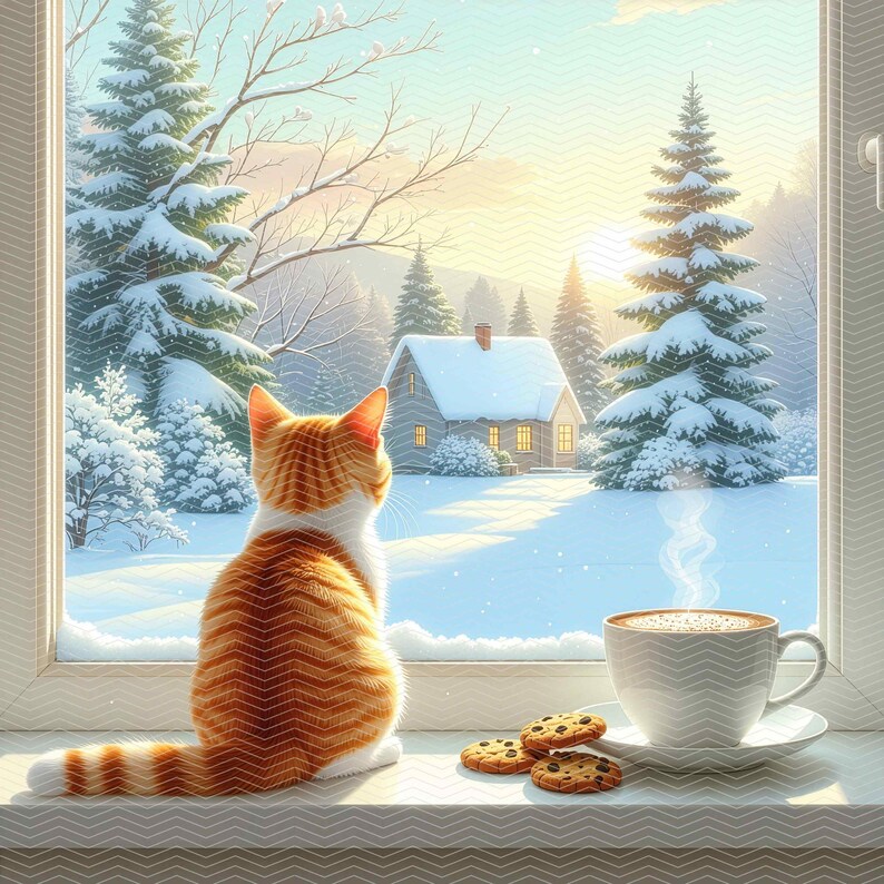Cozy Winter Cat Clipart Set: 12 Photorealistic Illustrations of Kittens ...