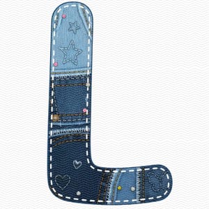 Y2K Denim Patchwork Alphabet PNG: Jeans Letters, Vintage Monogram ...