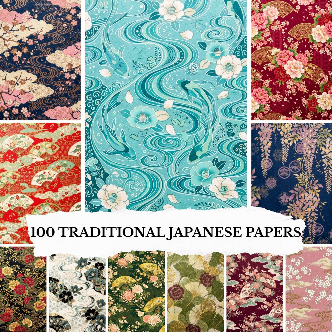 100 Traditional Japanese Paper Designs, Chiyogami Digital Pack, Japan ...