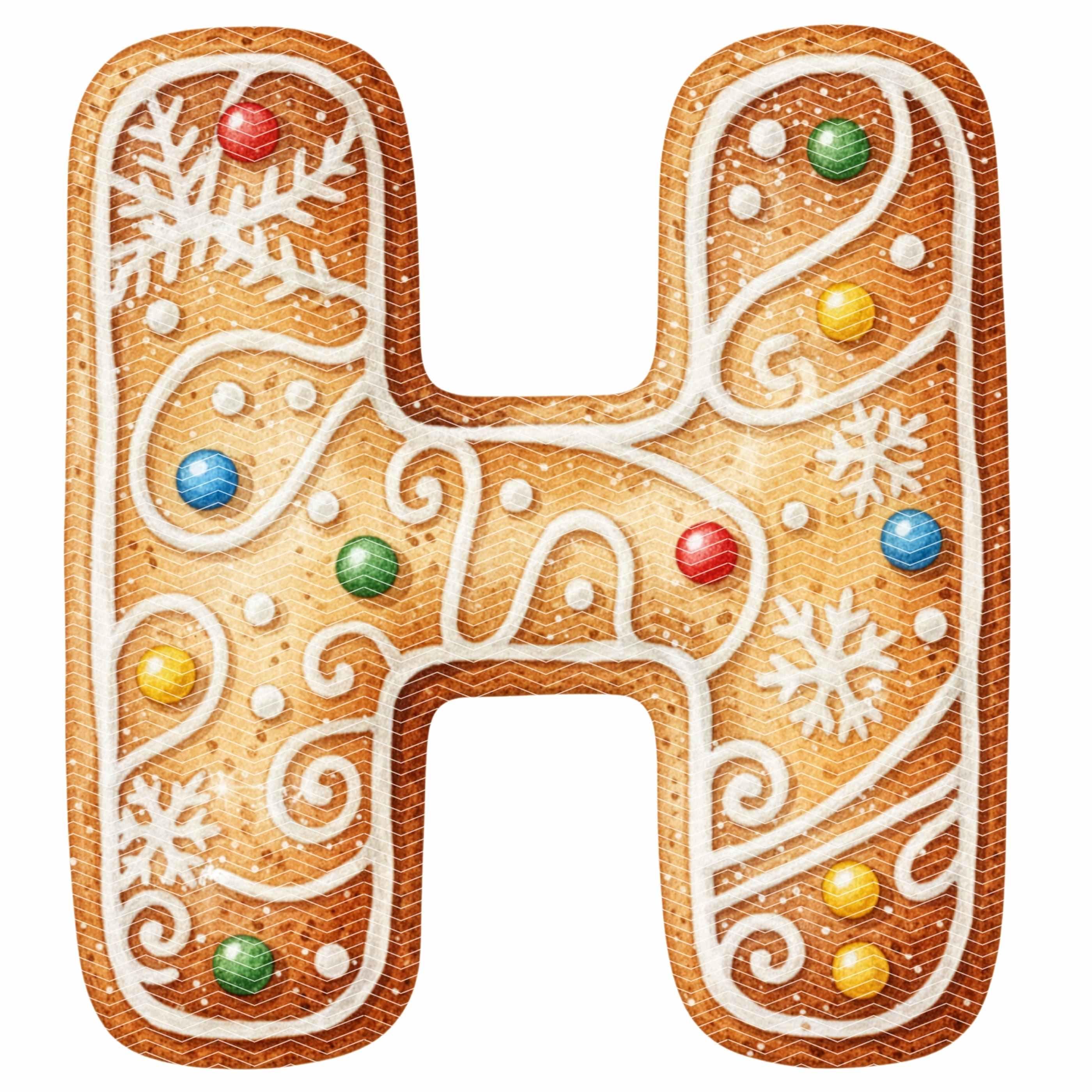 Gingerbread Watercolor Alphabet: Frosted Cookie Letters Clipart ...
