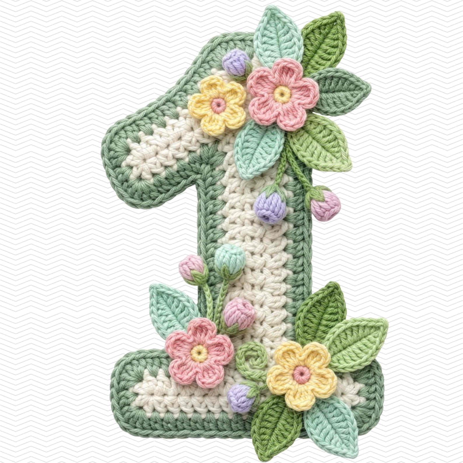 Spring Bloom Crochet Alphabet PNG, Yarn Letters & Numbers 0-9, Floral ...