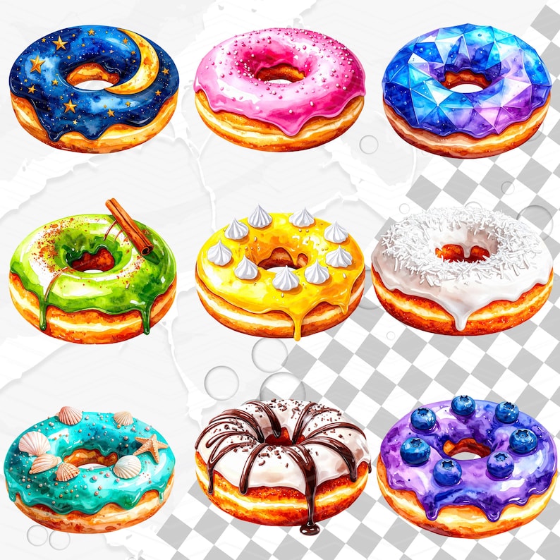Realistic Donuts Clipart Bundle, Clean Bold Donut Pngs, Sweet Bakery ...