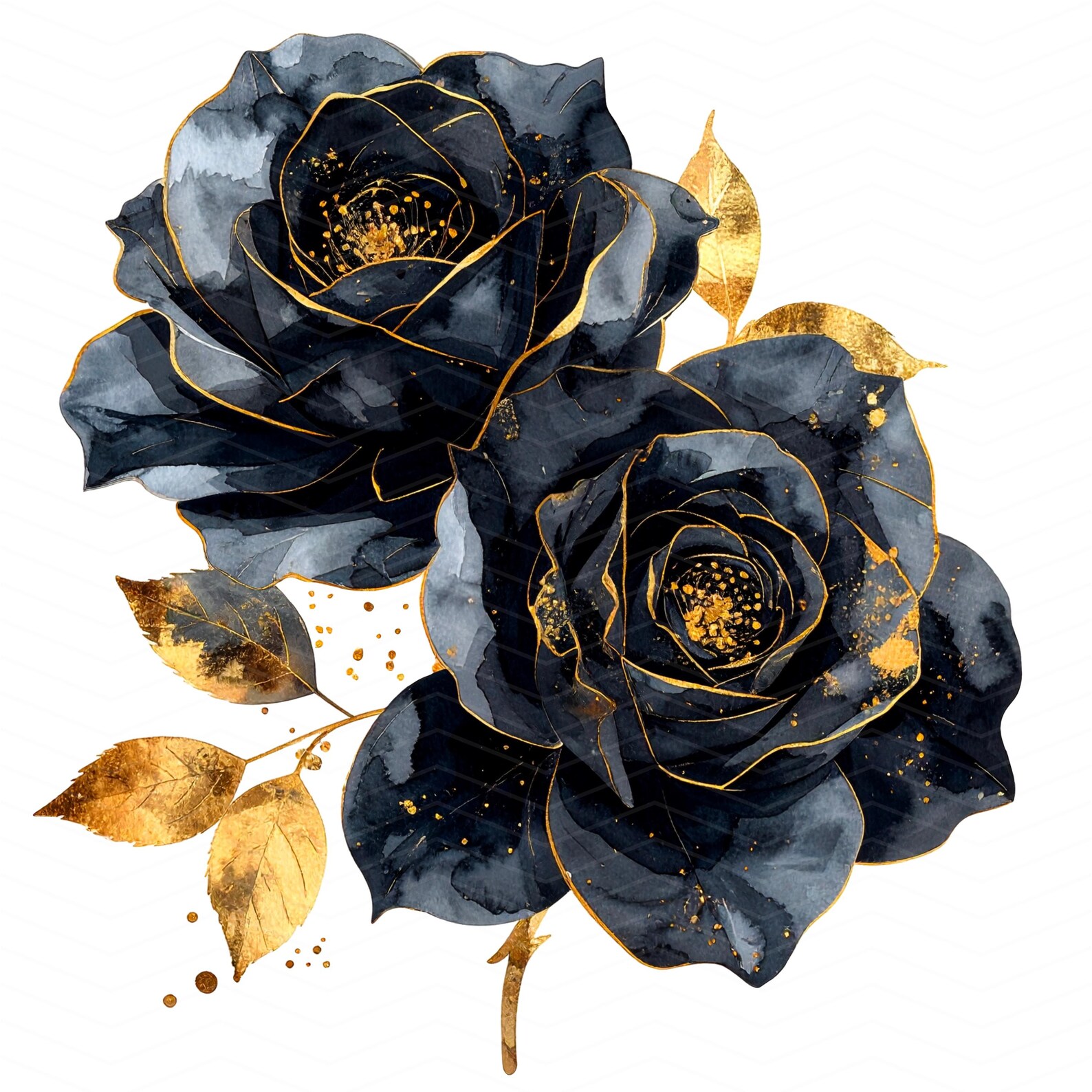 11 Black & Gold Rose Clipart Luxury Abstract Floral PNG and JPG , Dark ...