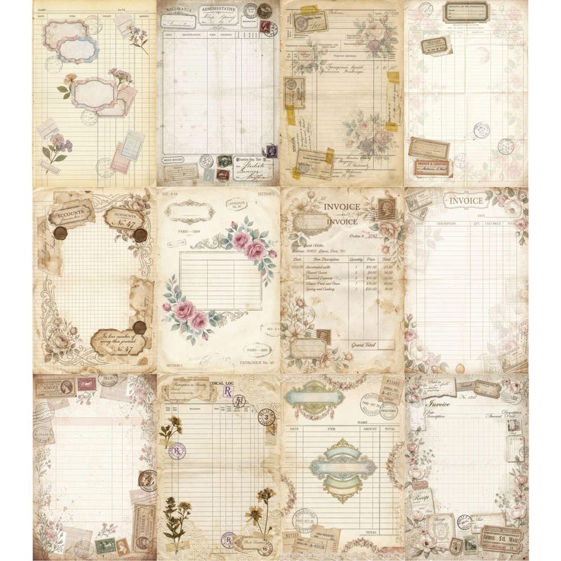 100 Vintage Administrative Archive Papers: Antique Office Records ...