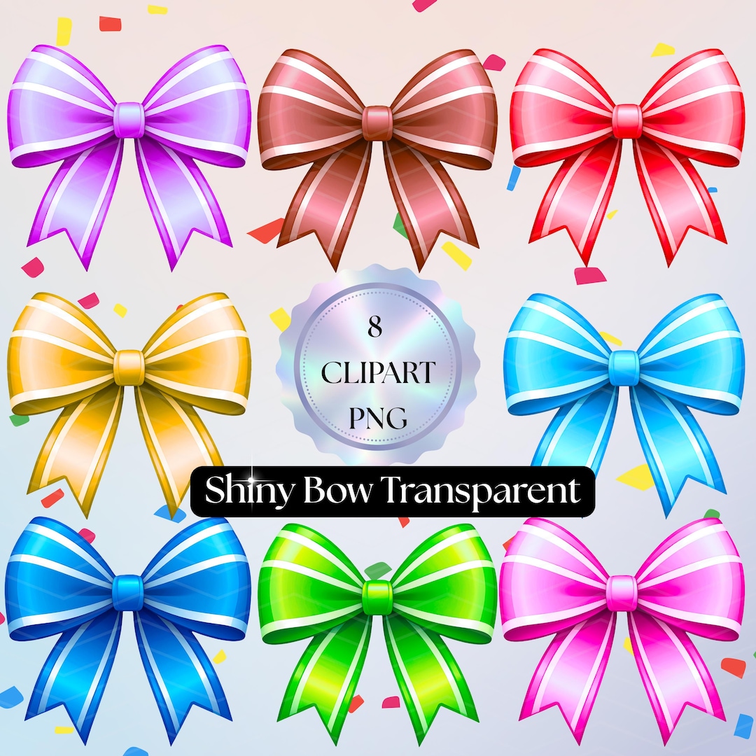 Shiny Ribbon Bow PNG Cliparts, 8 Sparkling Bows Transparent Background ...