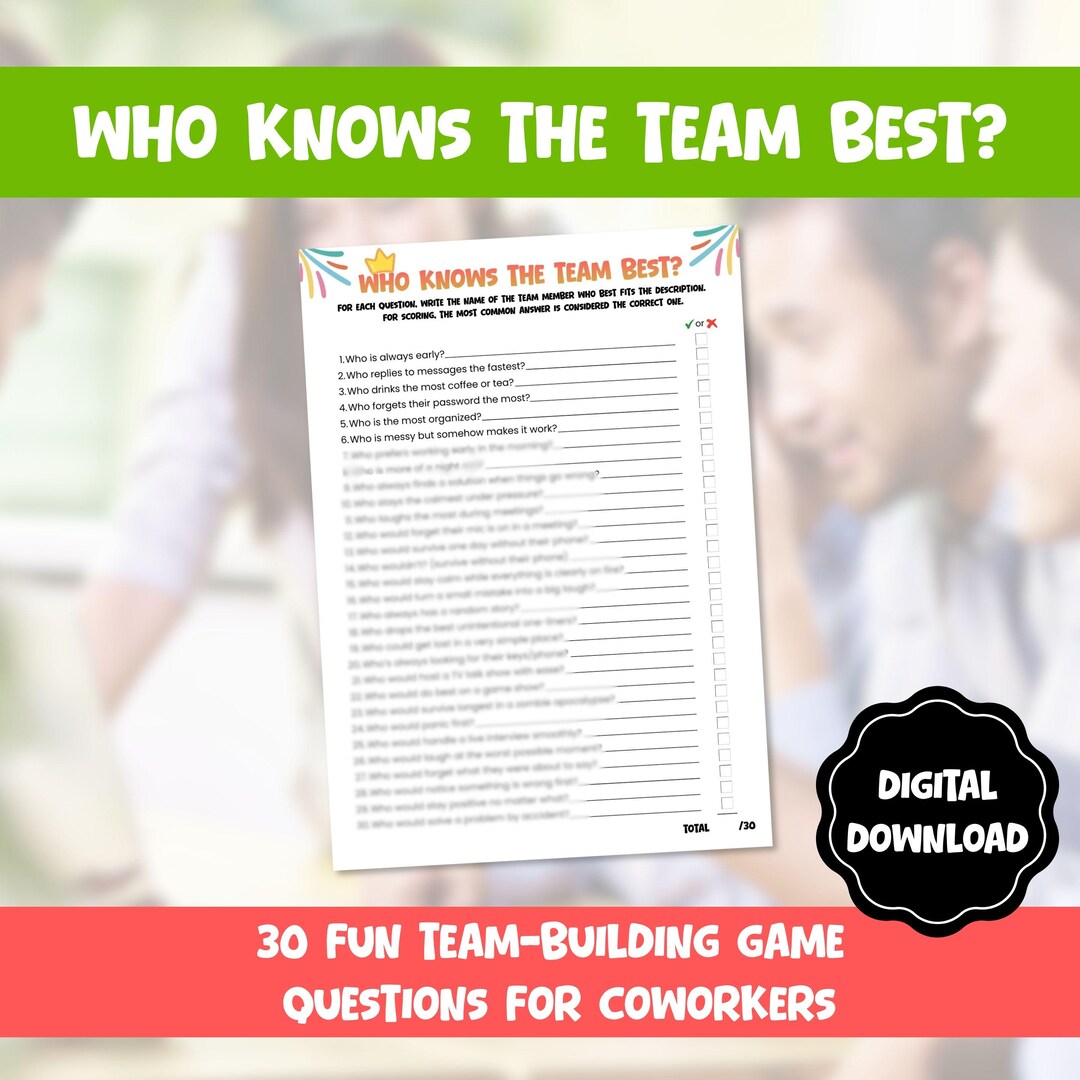 Who Knows the Team Best Game: Team Building Printable Game for ...