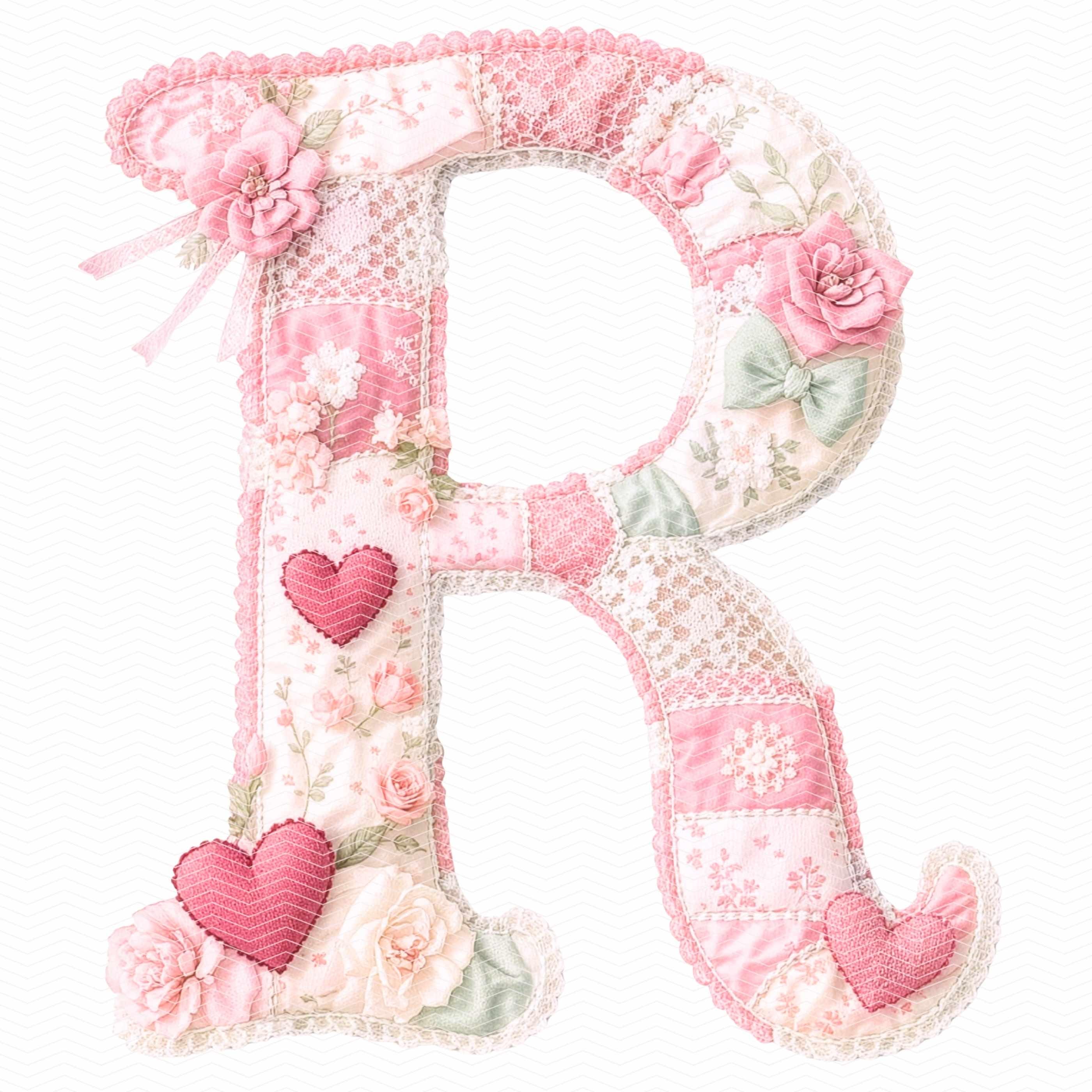 Patchwork Shabby Chic Alphabet PNG: Quilted Fabric Letters A-Z ...