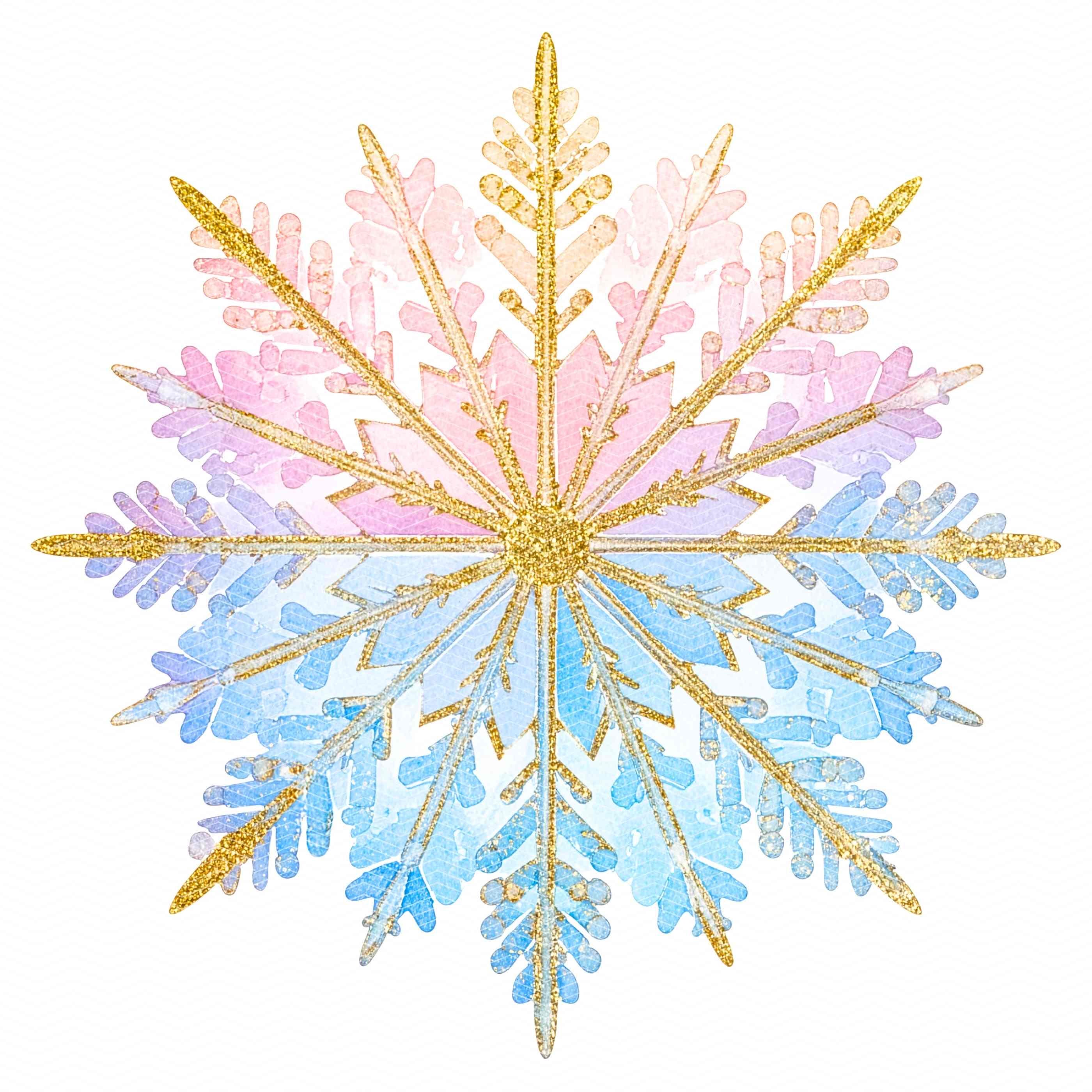28 Iridescent Snowflake Clipart Set: Pastel Watercolor Snowflakes With ...