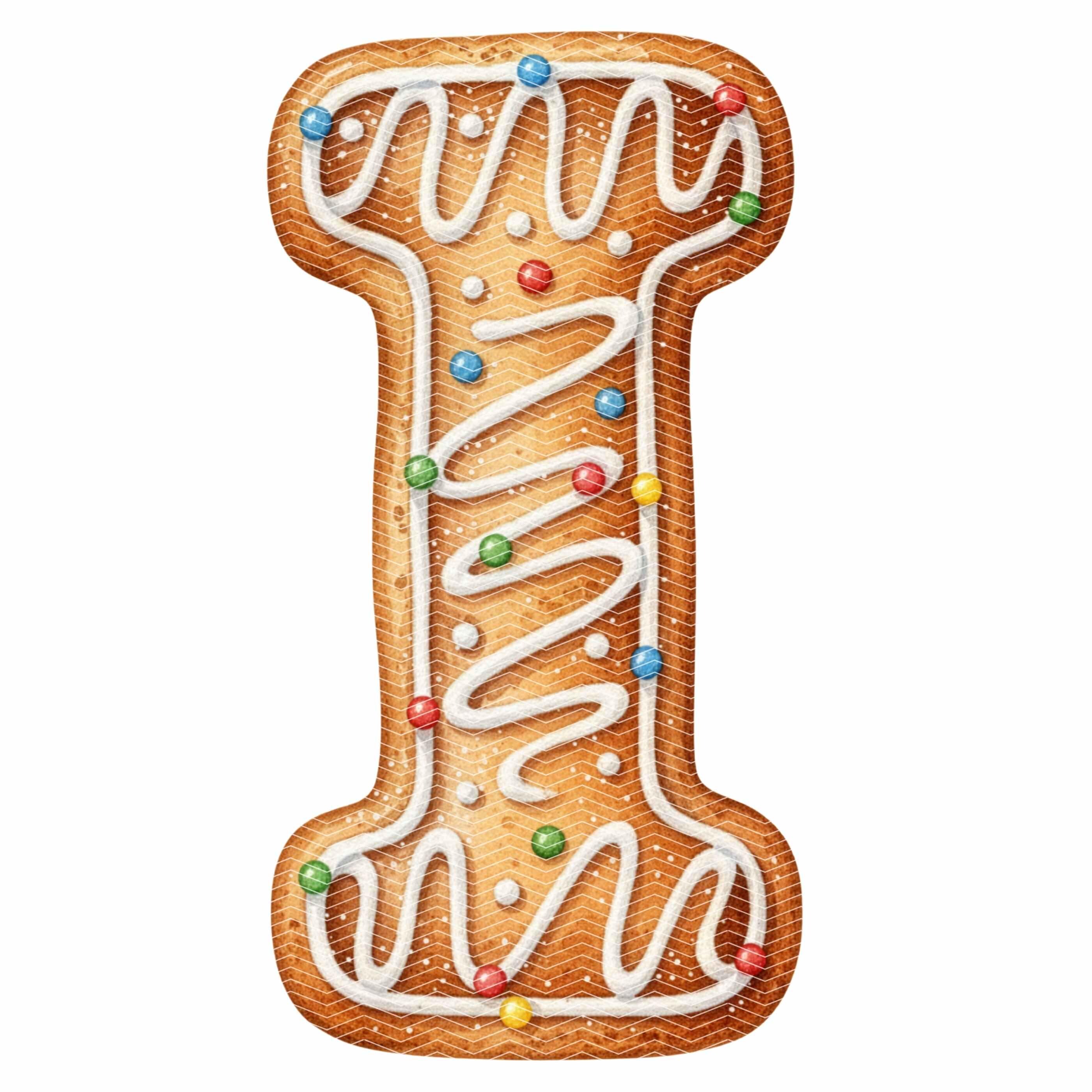 Gingerbread Watercolor Alphabet: Frosted Cookie Letters Clipart ...