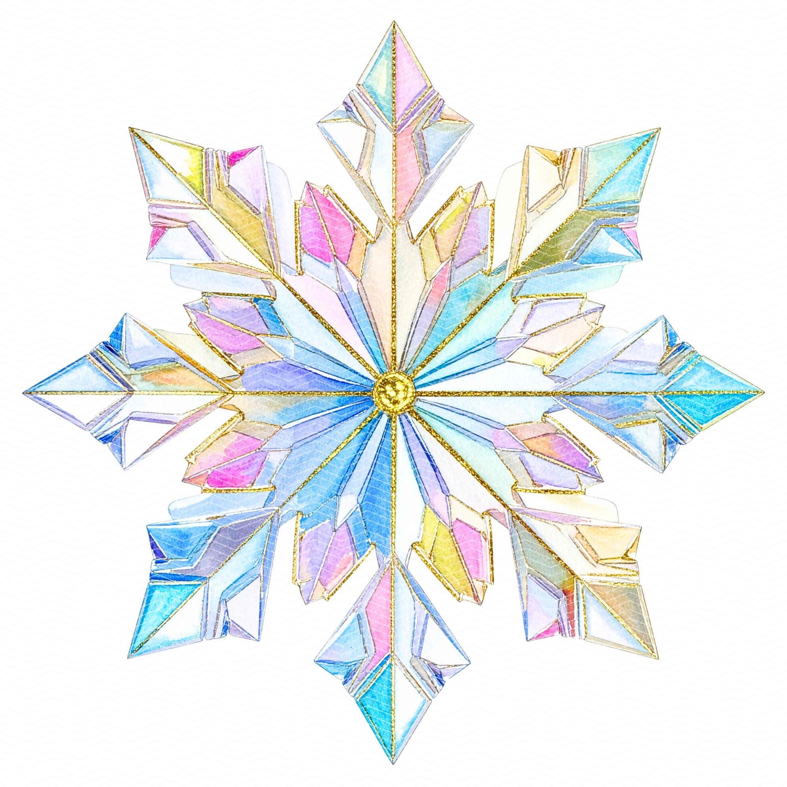 28 Iridescent Snowflake Clipart Set: Pastel Watercolor Snowflakes With ...