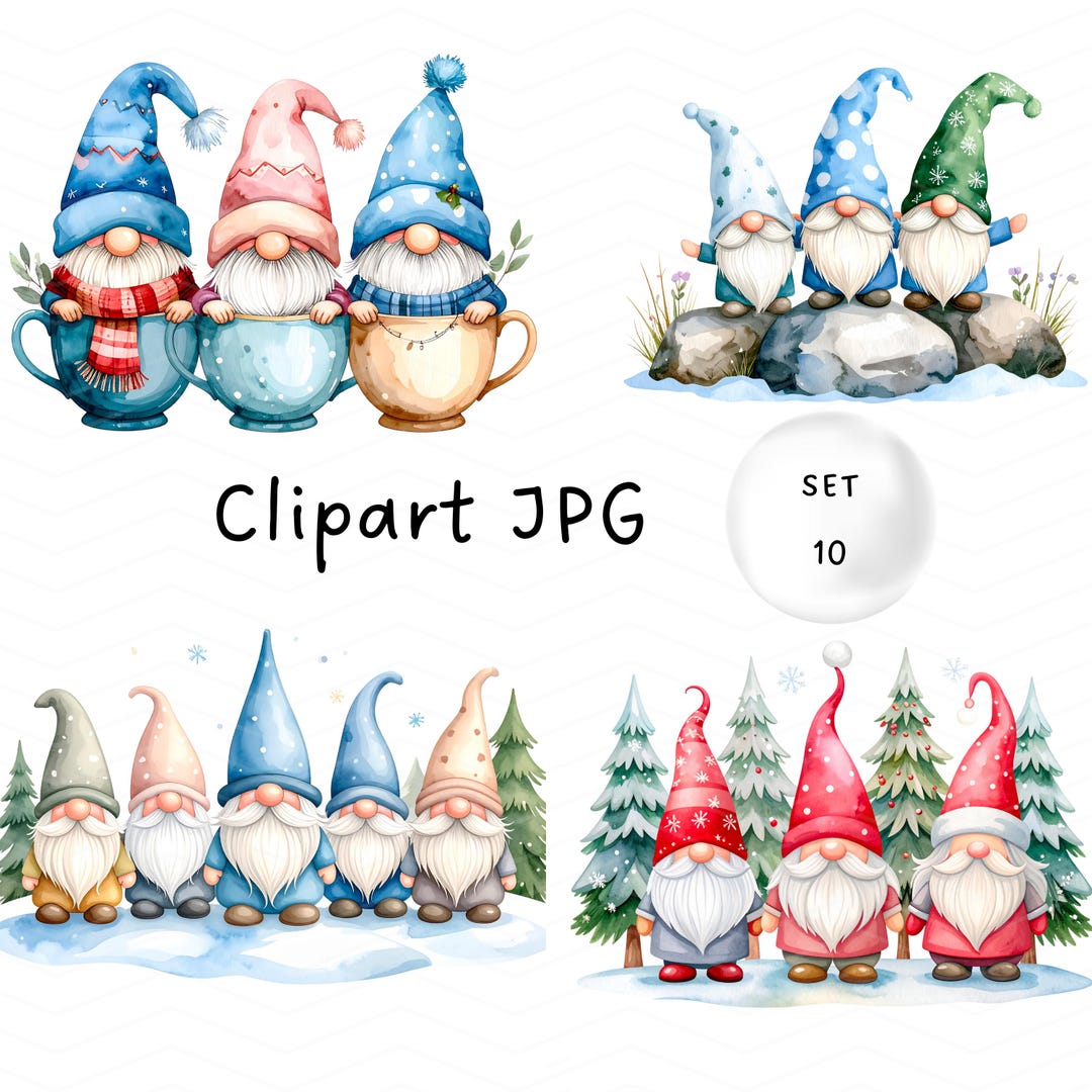 Cozy Winter Gnomes Clipart Set, 10 Cute Christmas Gnomes Jpg ...