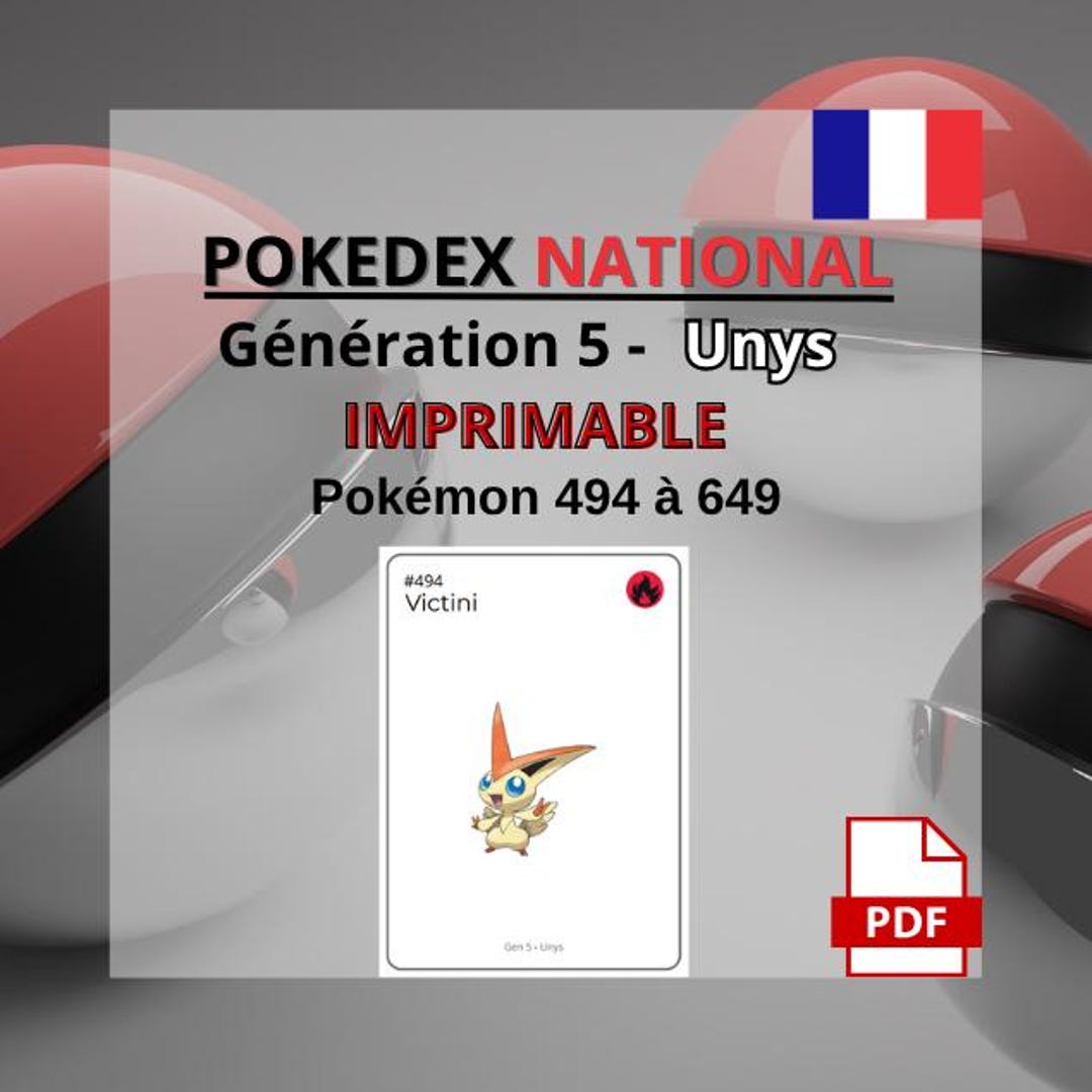 Printable Pokémon Cards - Generation 5 - Unova - 494 to 649 - French - Etsy