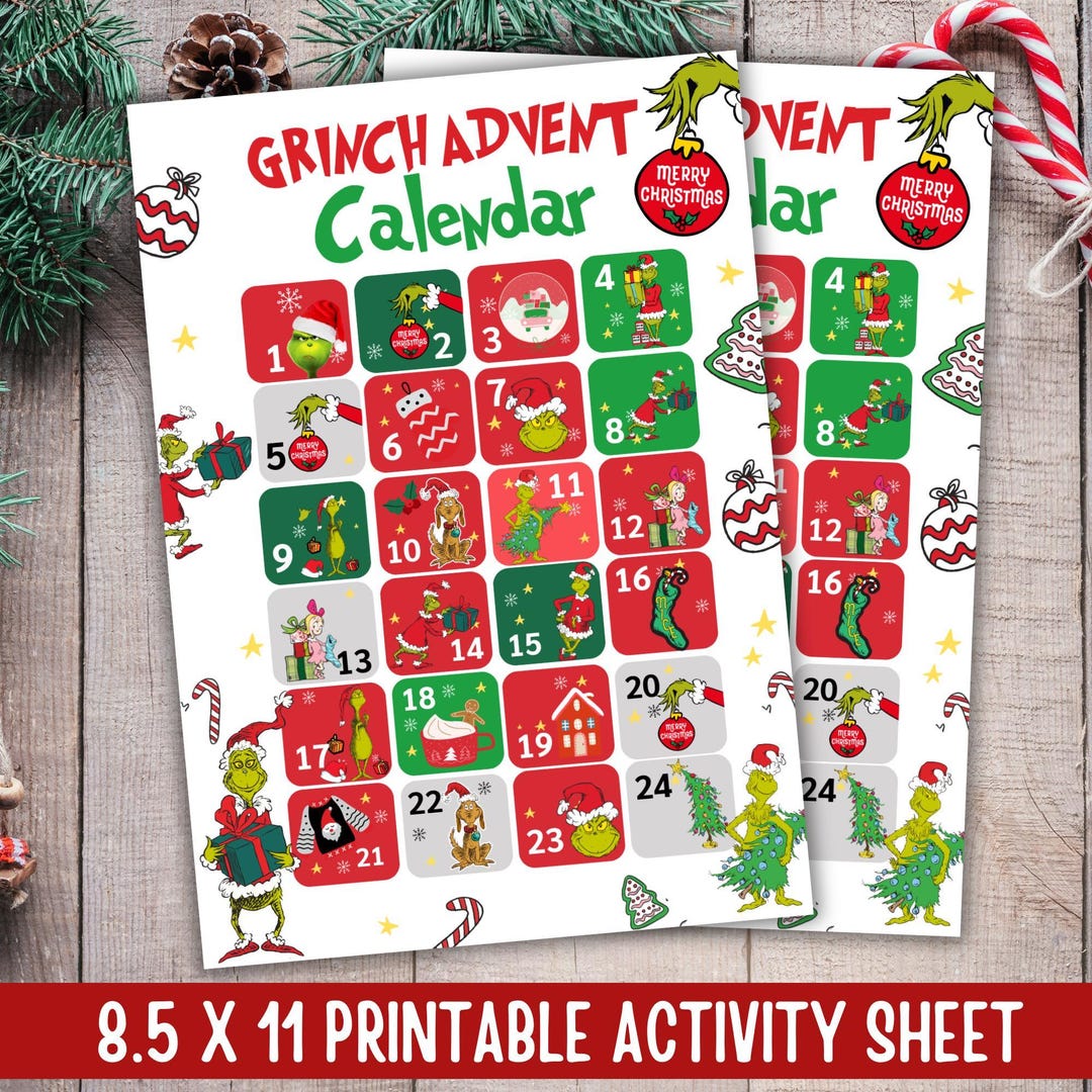 Grinch Christmas Advent Calendar, Grinchmas, Grinch Calendar, Grinch ...