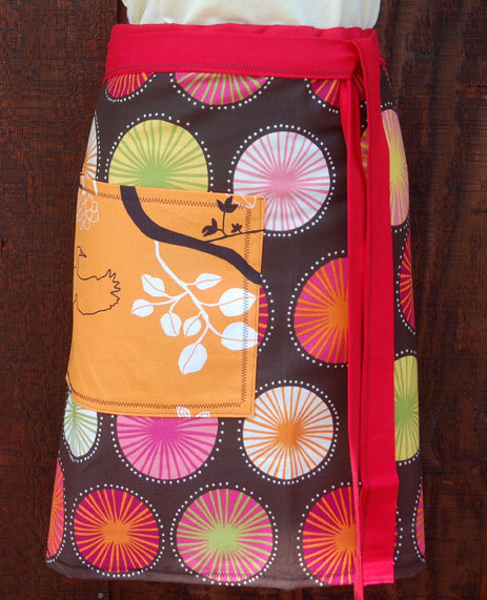 Half Apron, Spirals, Orange, Brown, Pink, Yellow, Lime, Woman's or Men ...