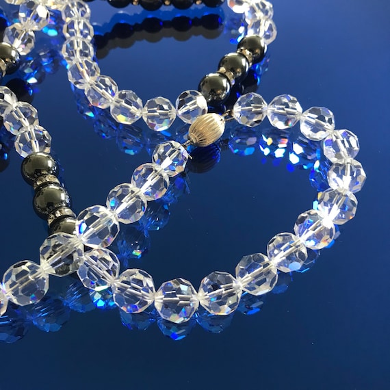 Vintage lead crystal diamond and pear shape beaded ne… - Gem