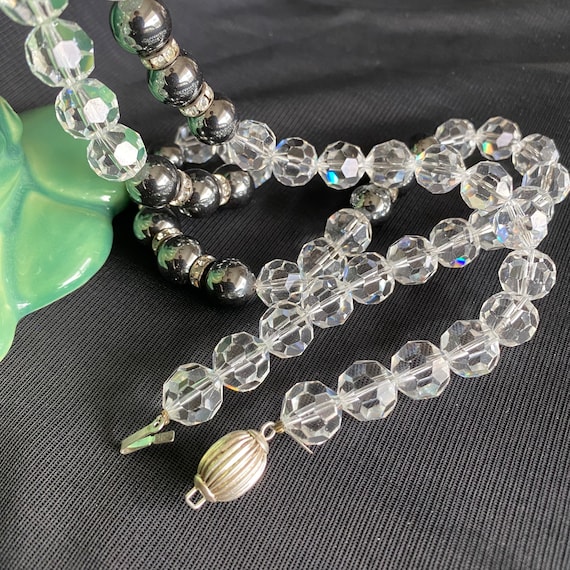 Vintage lead crystal diamond and pear shape beaded ne… - Gem