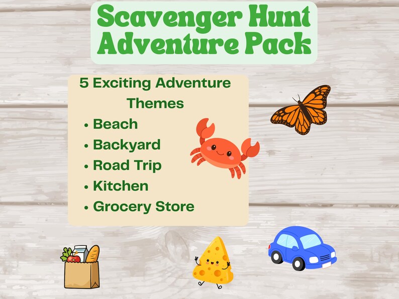 Kids Scavenger Hunt Adventure Pack | Beach, Backyard, Kitchen, Road ...
