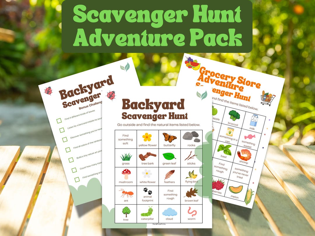 Kids Scavenger Hunt Adventure Pack | Beach, Backyard, Kitchen, Road ...
