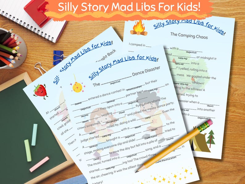 14 PAGES Kids' Mad Libs, Class Activity, Family Party, Group Games, Fun ...