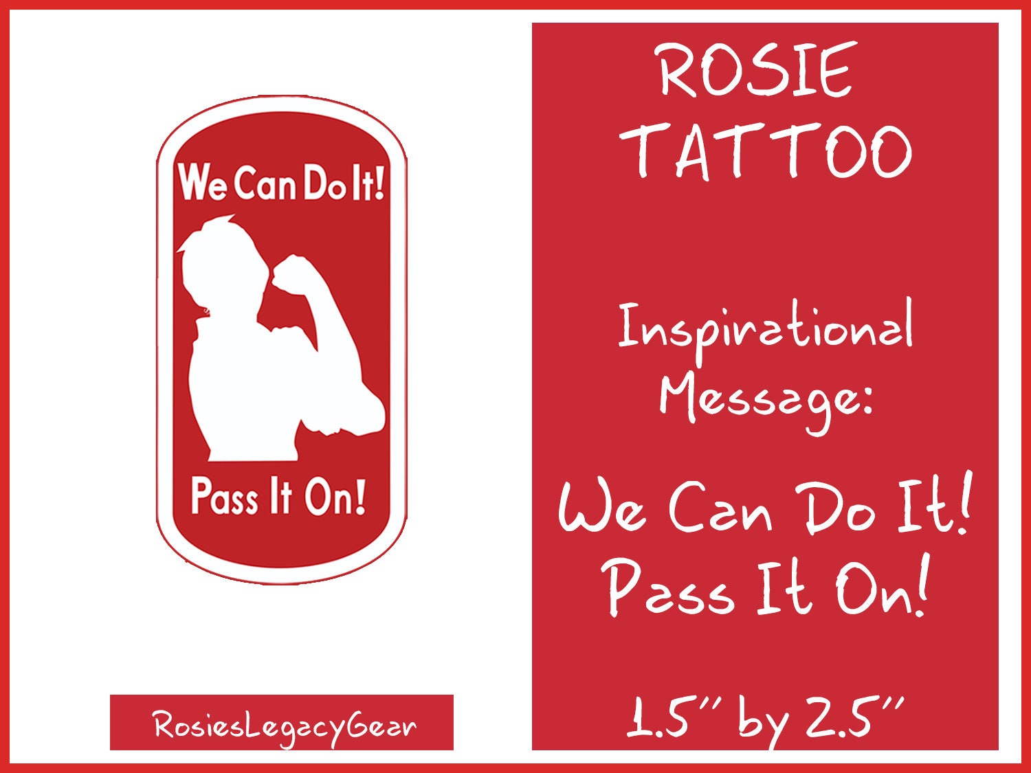 Rosie the Riveter TATTOOS. 2 PATRIOTIC Tattoo Stickers. | Etsy