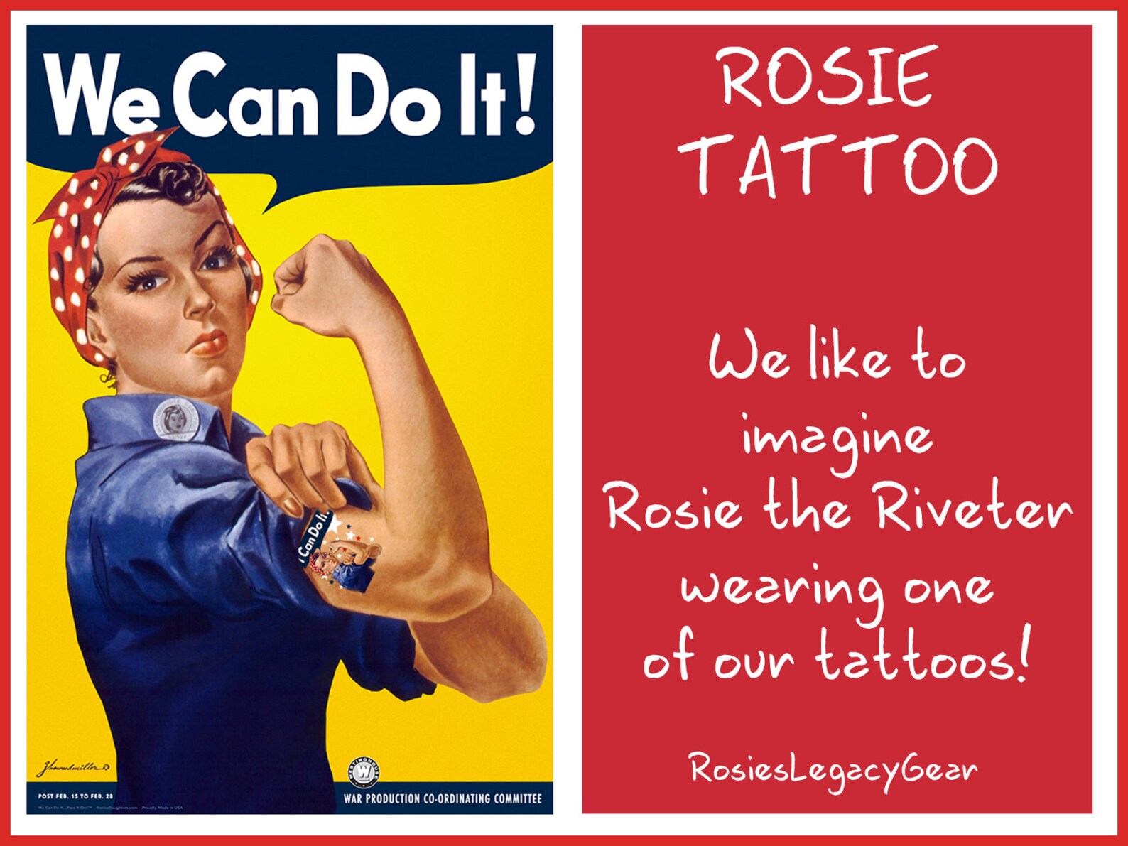 Rosie the Riveter TATTOOS. 2 PATRIOTIC Tattoo Stickers. - Etsy México