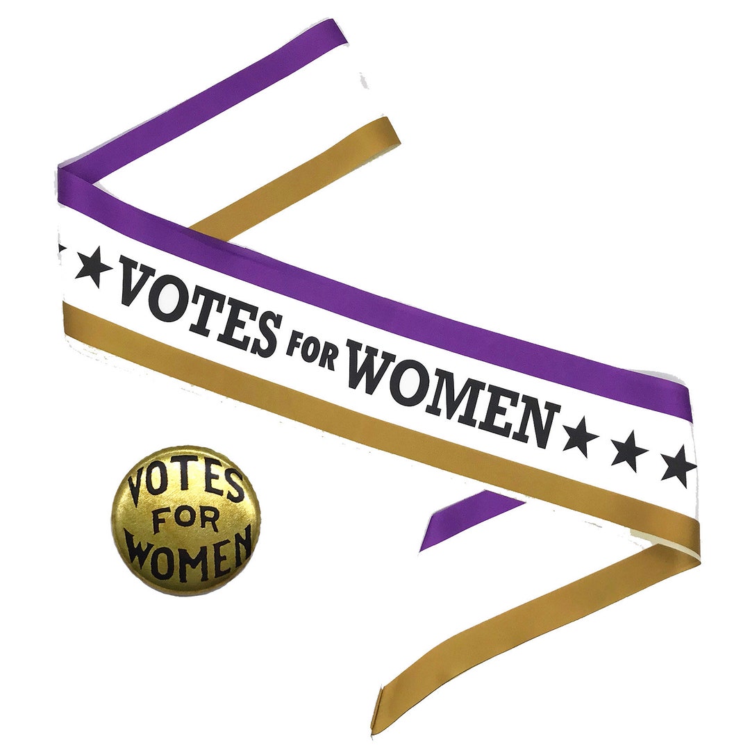 NEW 3-color Suffragist Sash With Gold VOTES for WOMEN Button ...