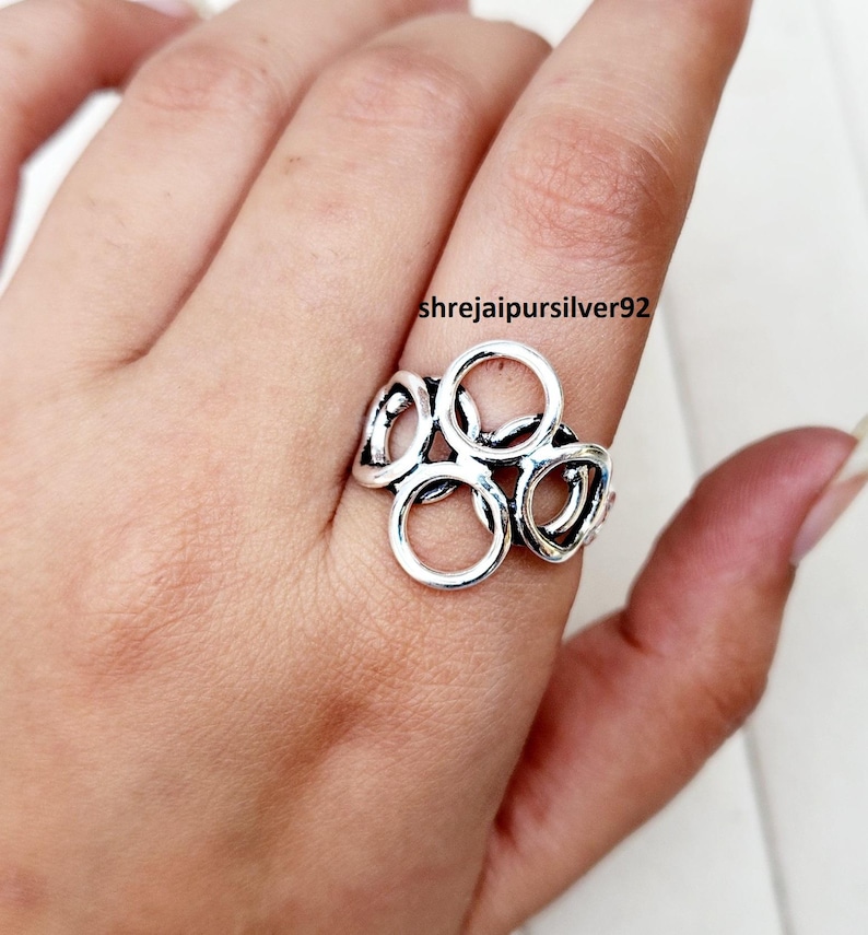 Sterling Silver Bold Ring, Art Nouveau Style, High Polish, Women's ...