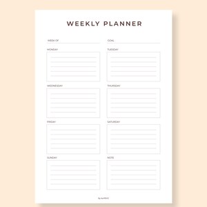 Printable Weekly Planner Template: A5 A4 Letter Sizes (PDF Download) - Etsy
