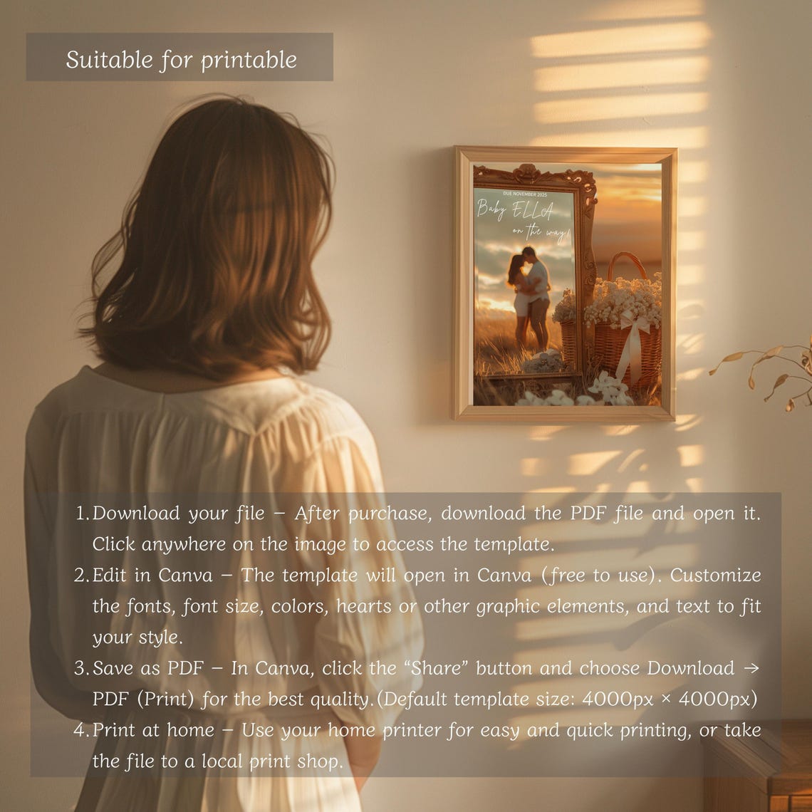 Fall Mirror Pregnancy Announcement Template | Instant Download | Sunset ...