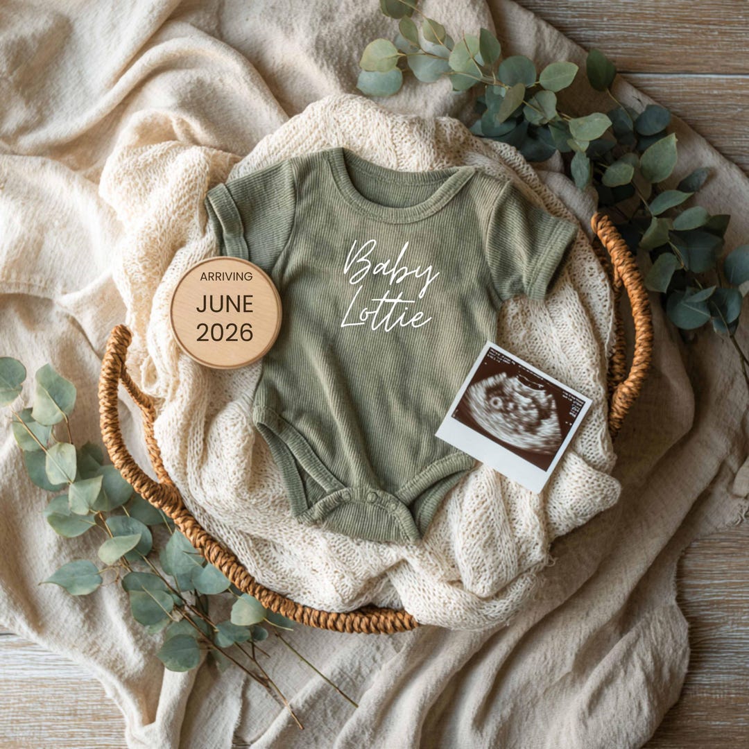 Neutral Pregnancy Announcement Template — Green Gender-neutral Baby ...