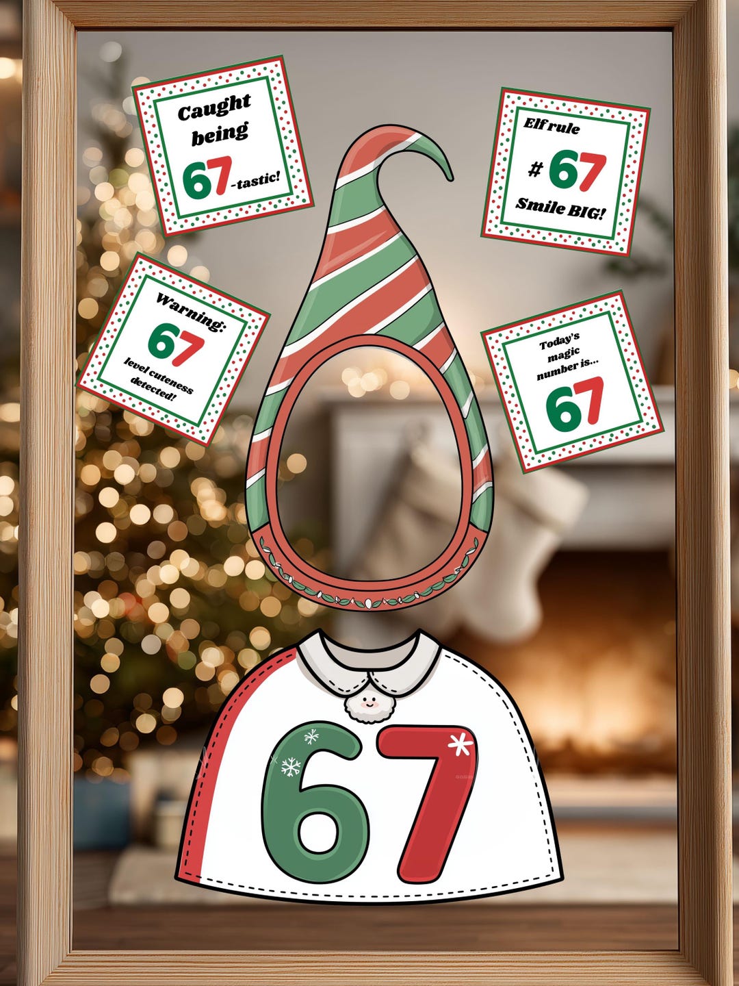 Elf 67 Mirror Selfie Prop | Printable Mirror Prop | Funny Christmas Elf ...