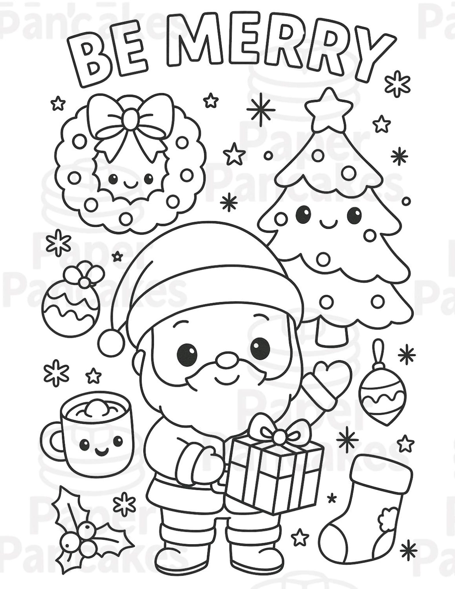Christmas Coloring Page Printable • Santa Coloring Sheet • Be Merry ...