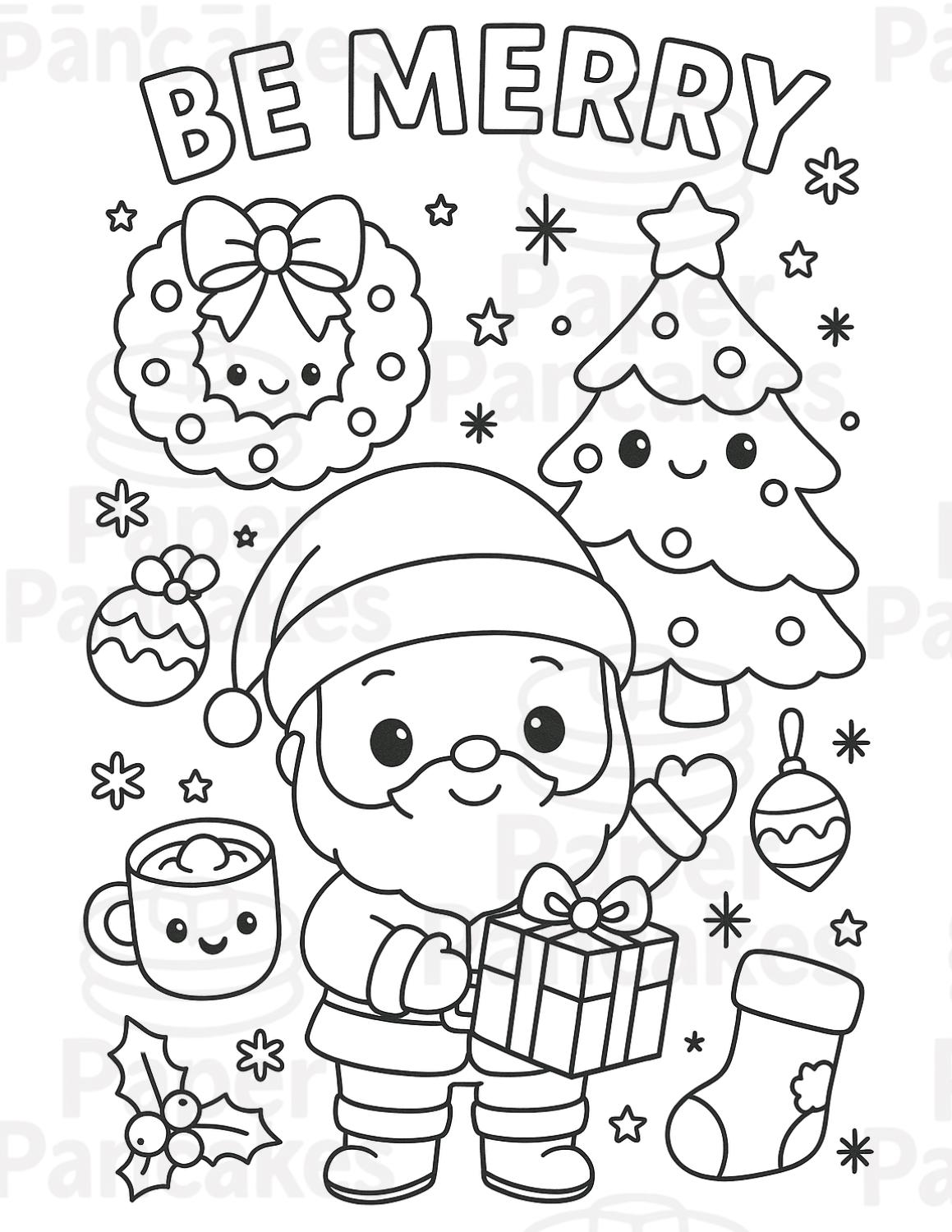 Christmas Coloring Page Printable • Santa Coloring Sheet • Be Merry ...