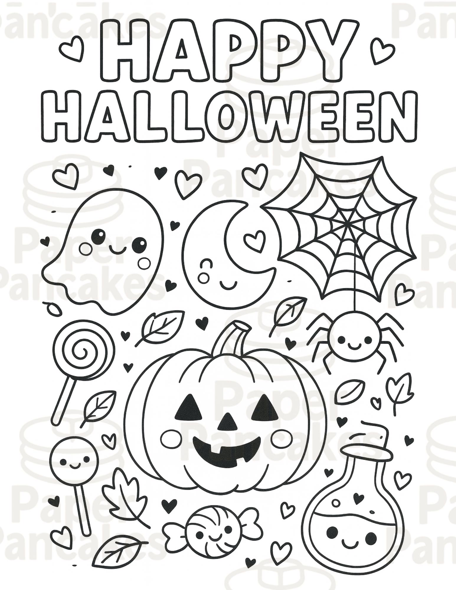 Fall Halloween Coloring Page – Cute Fall Autumn Printable for Kids ...