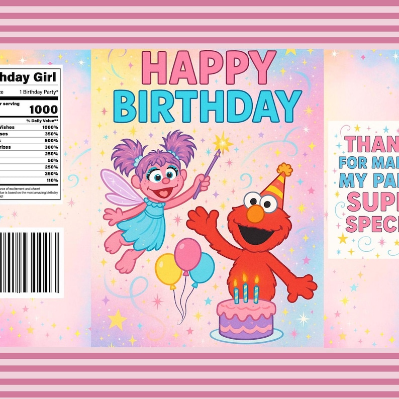 Elmo & Abby Chip Template - Etsy