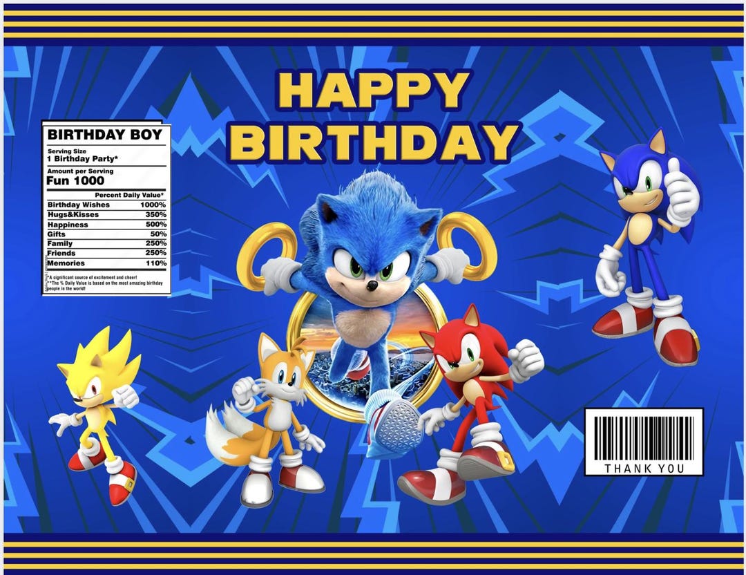 Sonic Chip Bag Editable Template - Etsy