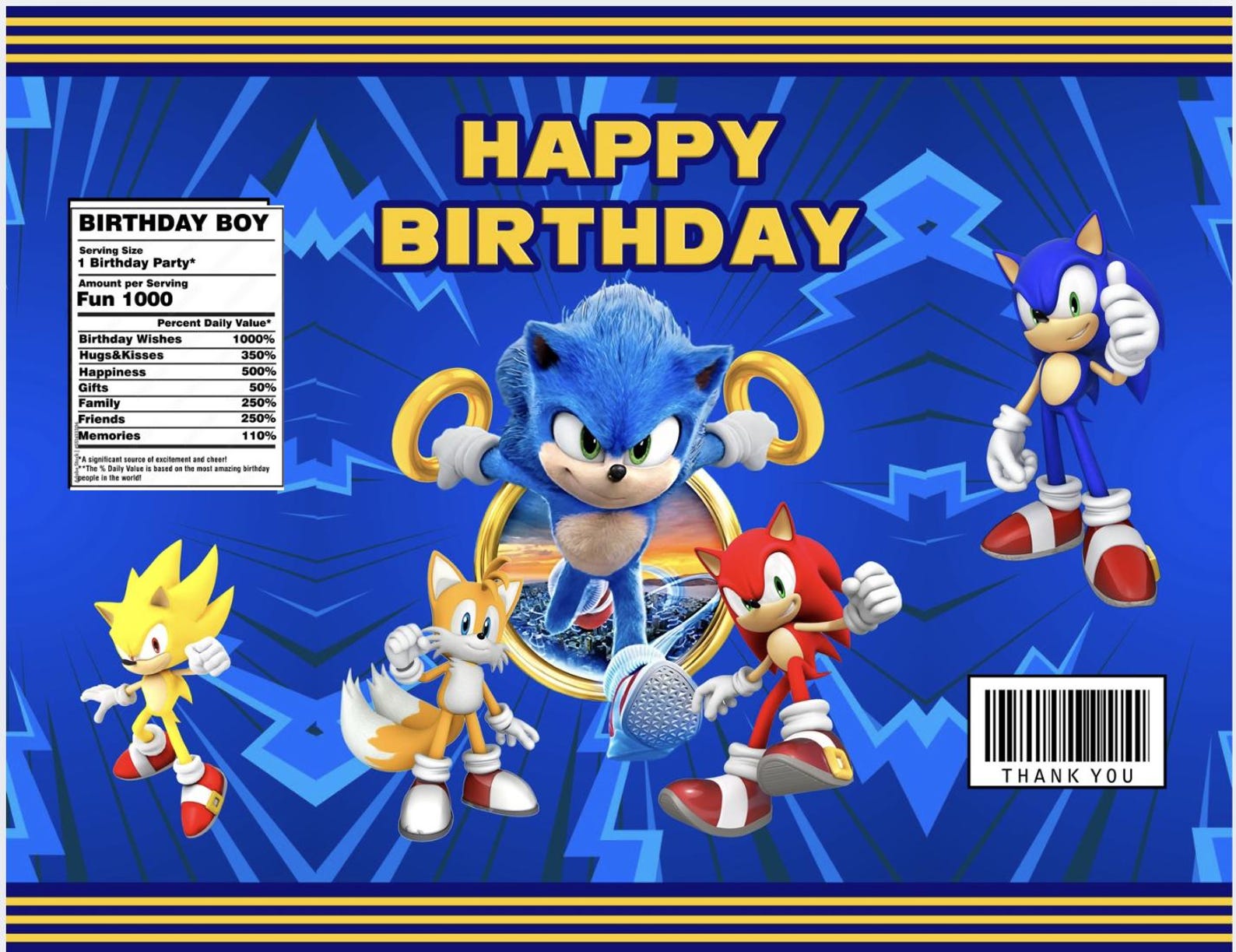 Sonic Chip Bag Editable Template - Etsy
