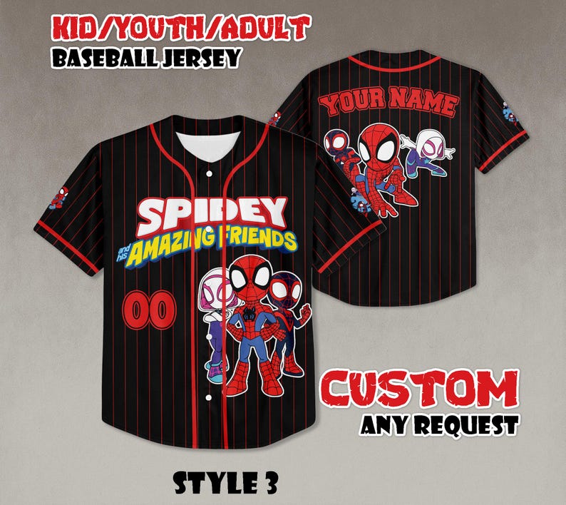 Custom Spidey and Friends Baseball Jersey, Superhero Team Shirt - Etsy