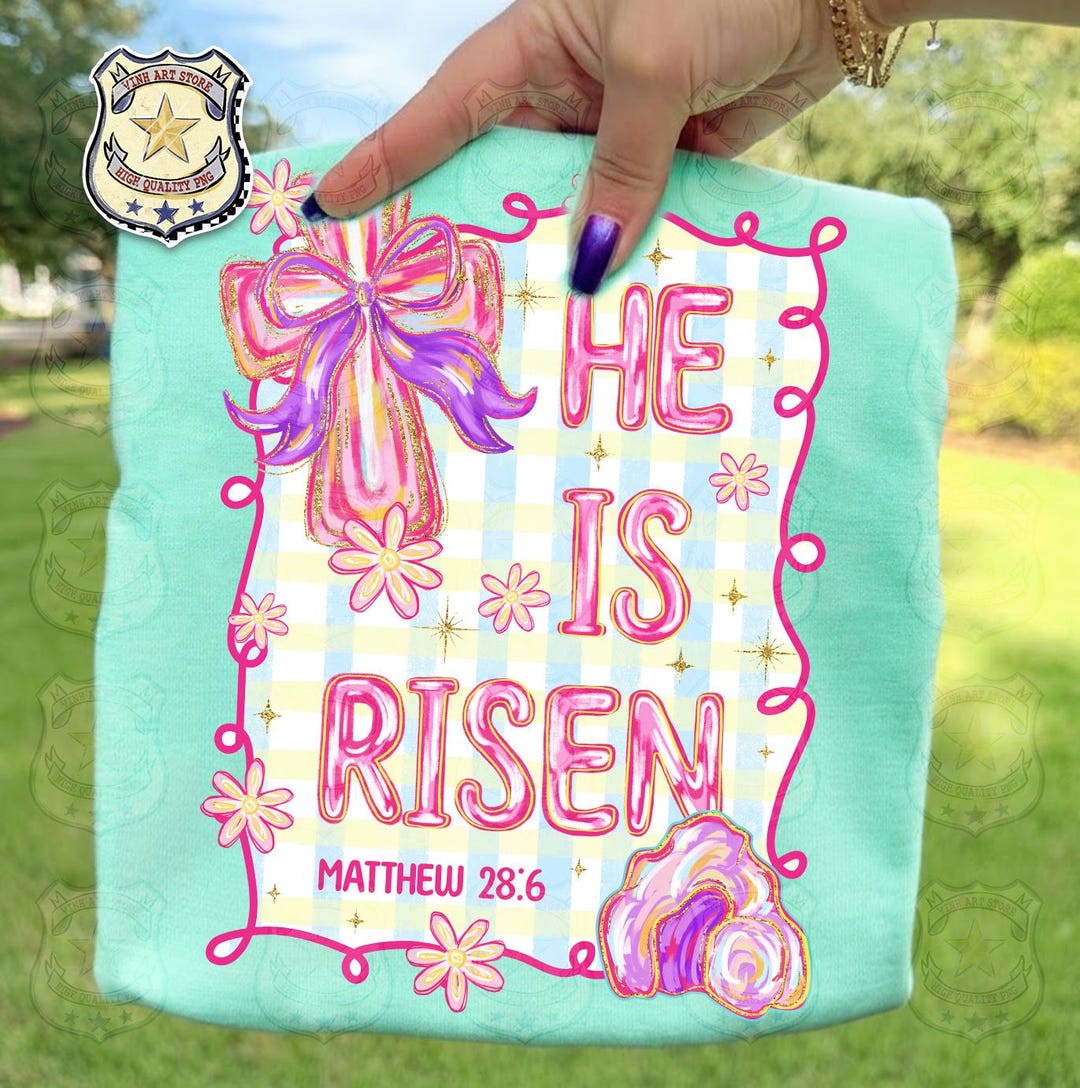 Preppy He is Risen Easter Png, Matthew 28:6 Png, Christian Easter Png ...