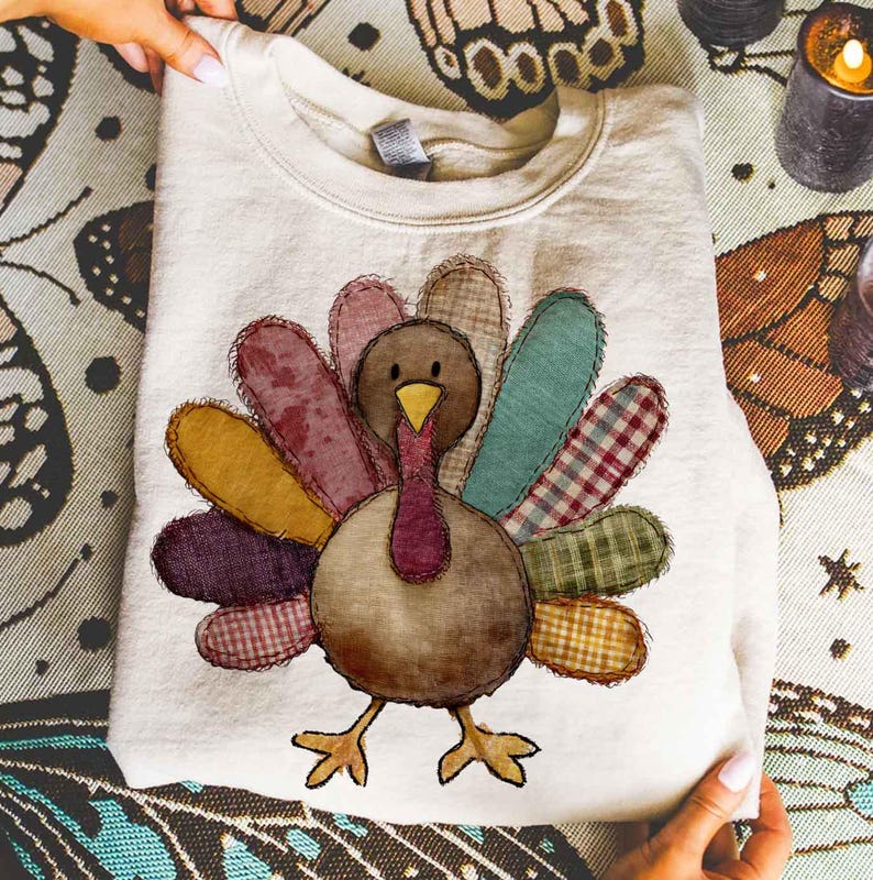 Cute Patchwork Turkey PNG, Rustic Thanksgiving Design, Preppy Thanksgiving PNG, Girly Turkey ...