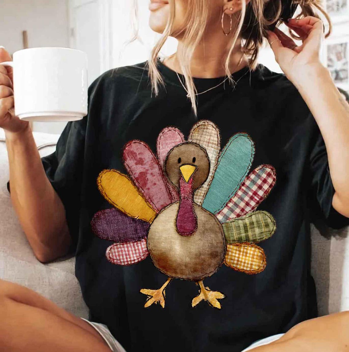 Cute Patchwork Turkey PNG, Rustic Thanksgiving Design, Preppy ...