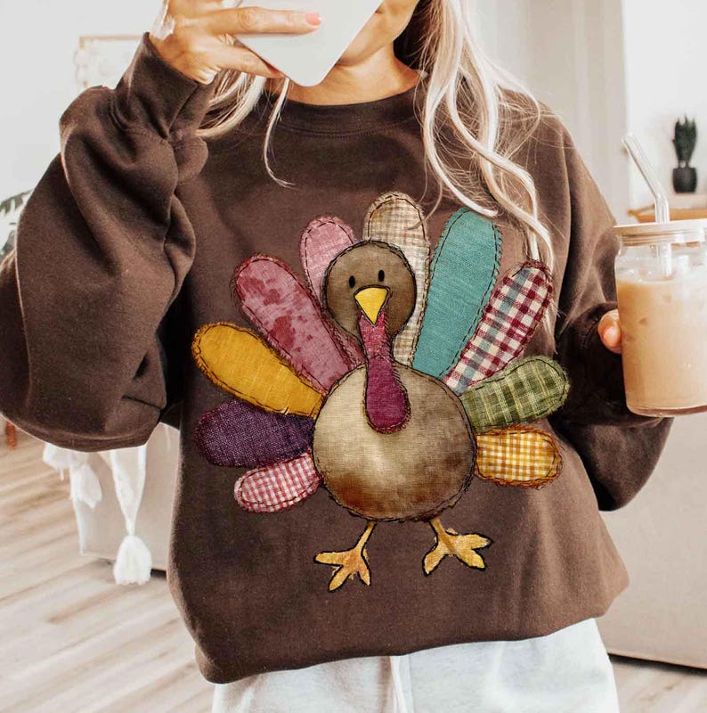 Cute Patchwork Turkey PNG, Rustic Thanksgiving Design, Preppy ...