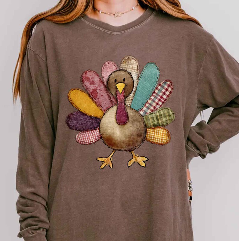 Cute Patchwork Turkey PNG, Rustic Thanksgiving Design, Preppy ...