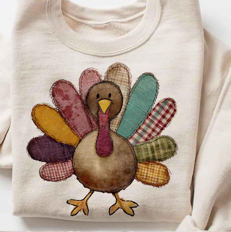 Cute Patchwork Turkey PNG, Rustic Thanksgiving Design, Preppy ...