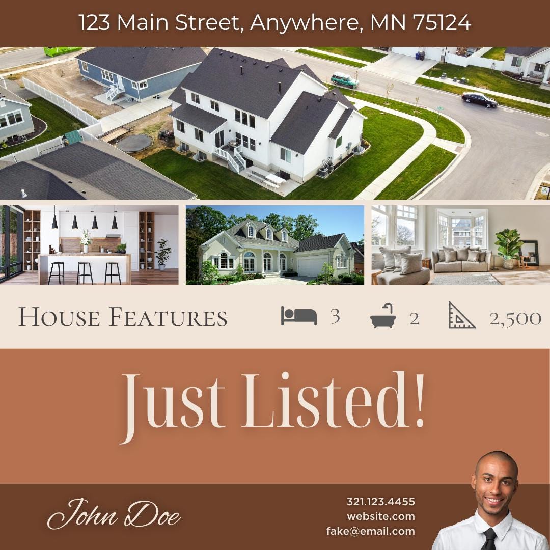 Just Listed Real Estate Social Media Template – Canva Editable - Etsy