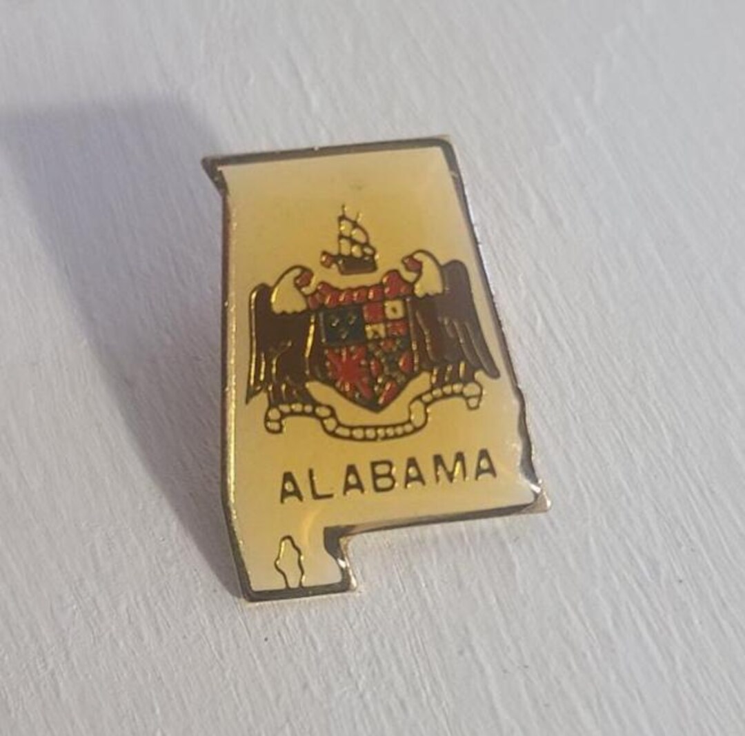 Alabama State Coat of Arms Lapel Pin Tie Tack Brooch - Vintage Crest ...