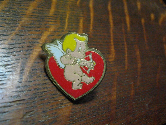 Cupid Young Boy Valentine Vintage Lapel Pin - Gem