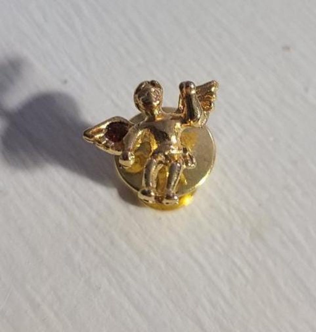 Guardian Angel Ruby Red Rhinestone Vintage Tie Tack Lapel Pin - Holy ...