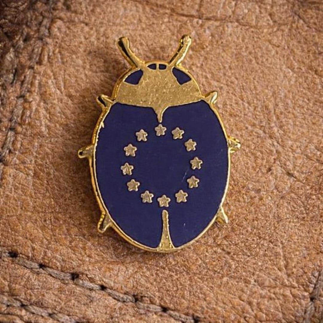 European Union Flag Ladybug Vintage Lapel Pin Tie Tack Brooch - Gold ...
